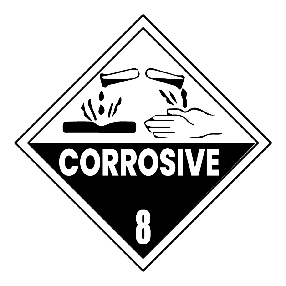 Class 8 Corrosive Hazmat Placard Decal Or Magnetic Sign Placard - USDOT ...